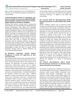 A Literature Survey on Vaccine safe Health Tracker based on blockchain ...