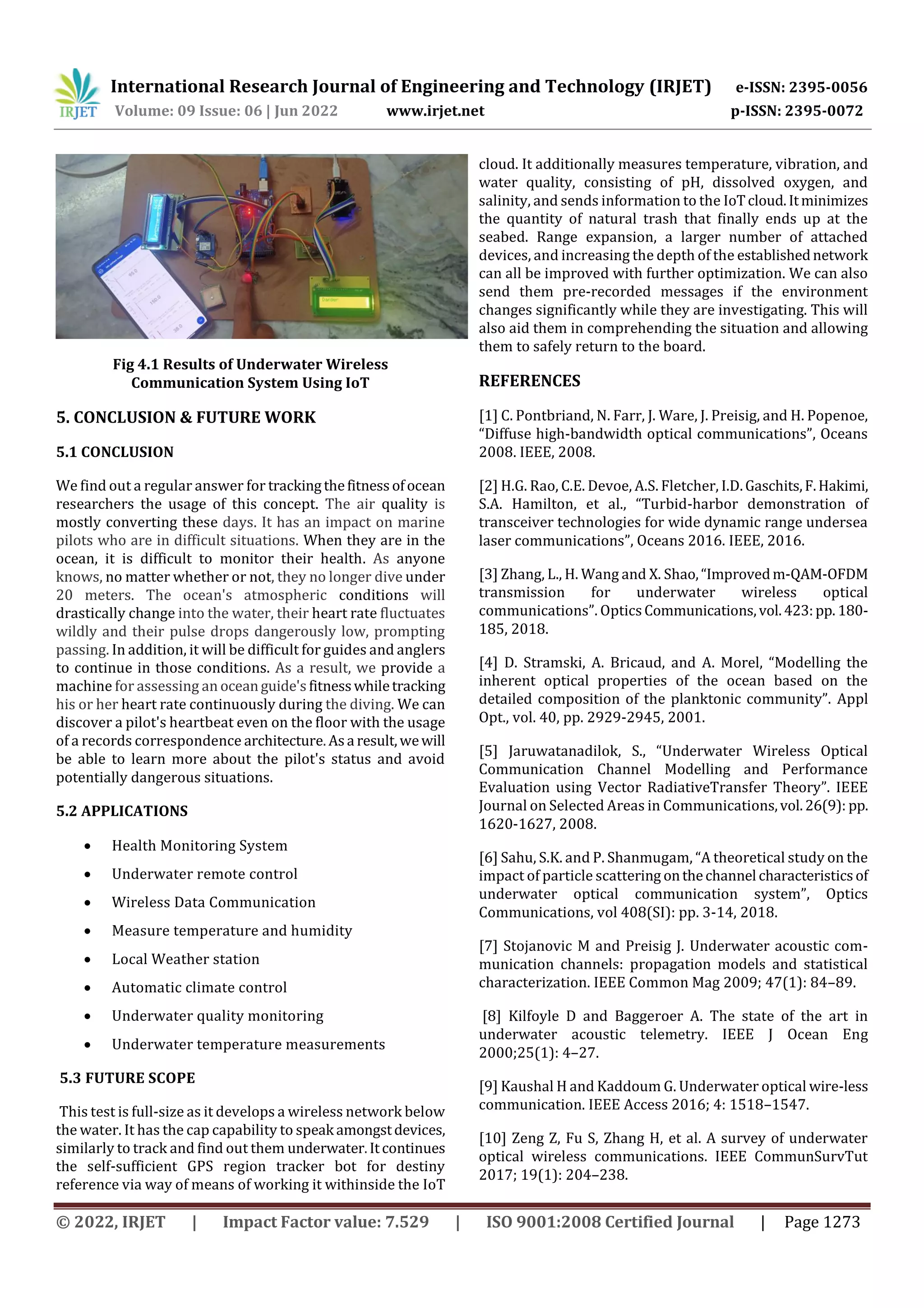 Underwater Wireless Communication System Using Iot Pdf