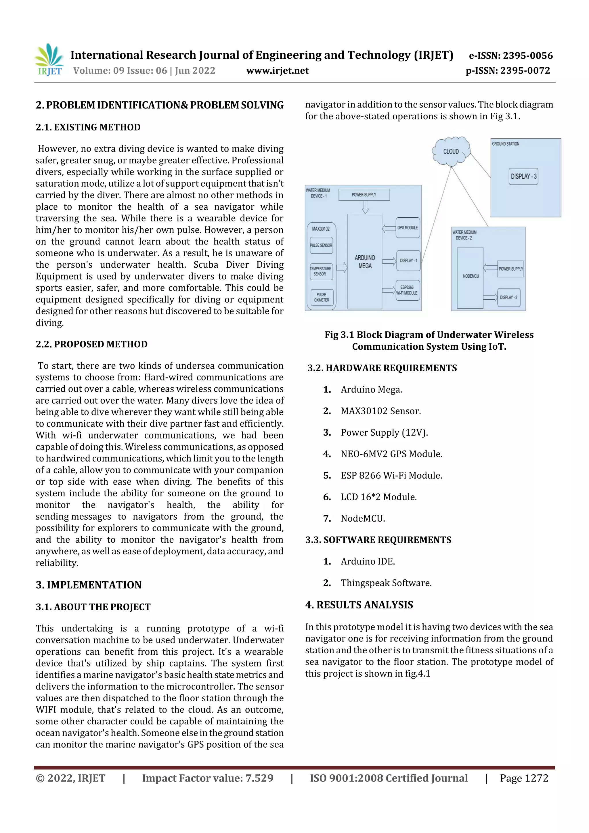 Underwater Wireless Communication System Using Iot Pdf