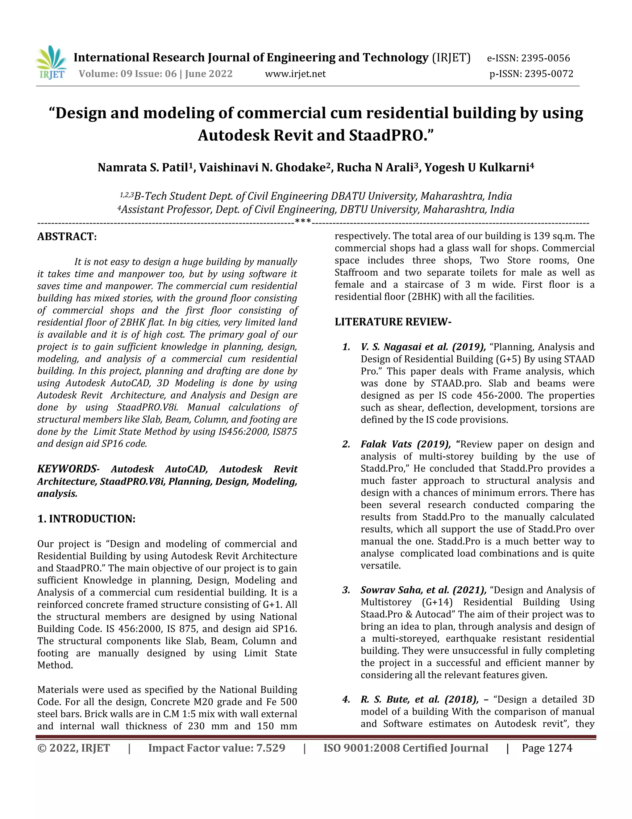 “Design and modeling of commercial cum residential building by using ...