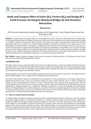 Study and Compare Effect of Active (Ka), Passive (Kp) and Design (K*) Earth Pressure On Integral ...