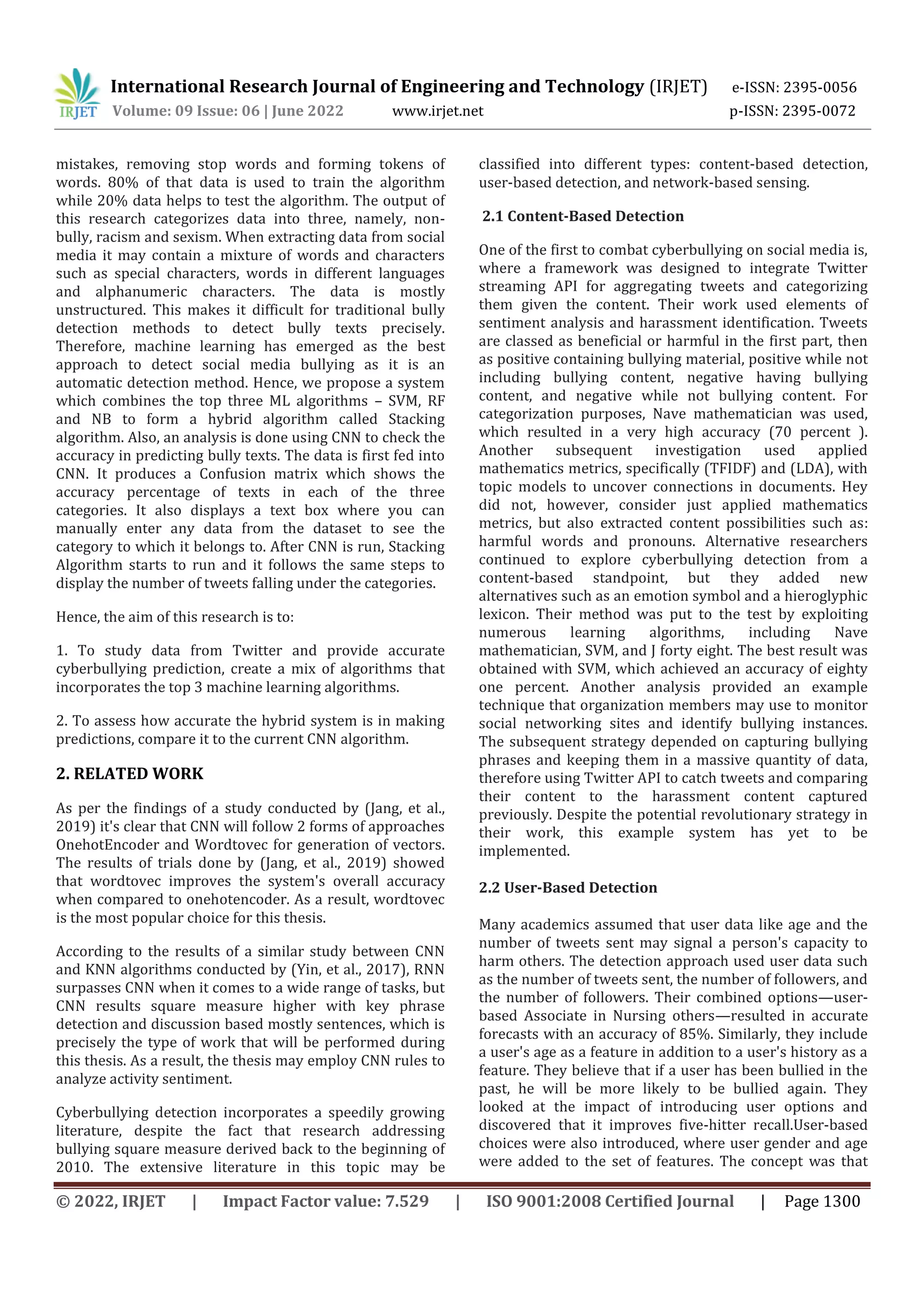 A study of cyberbullying detection using Deep Learning and Machine ...