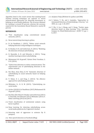 A study of cyberbullying detection using Deep Learning and Machine ...