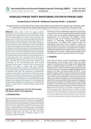 WIRELESS POWER THEFT MONITORING SYSTEM IN POWER LINES | PDF