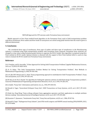 W-O-C model on Solid Transportation Problem over Fermatean Fuzzy Environment | PDF