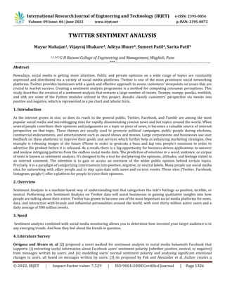 TWITTER SENTIMENT ANALYSIS | PDF | Social Networking | Internet