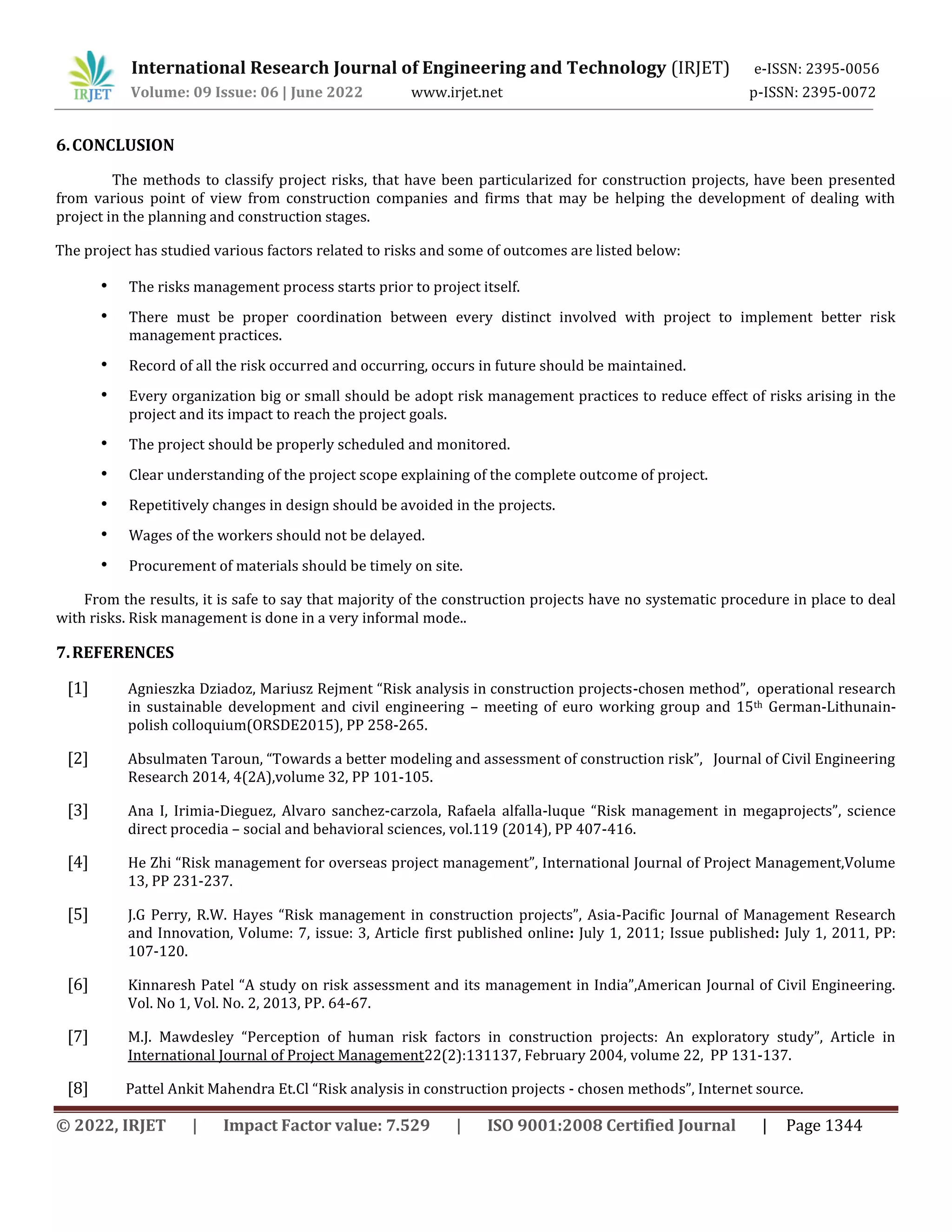 RISK ASSESSMENT OF CONSTRUCTION BUILDING PROJECTS | PDF