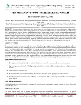 RISK ASSESSMENT OF CONSTRUCTION BUILDING PROJECTS | PDF
