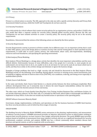 Comparitive Analysis of Secure SDLC Models | PDF