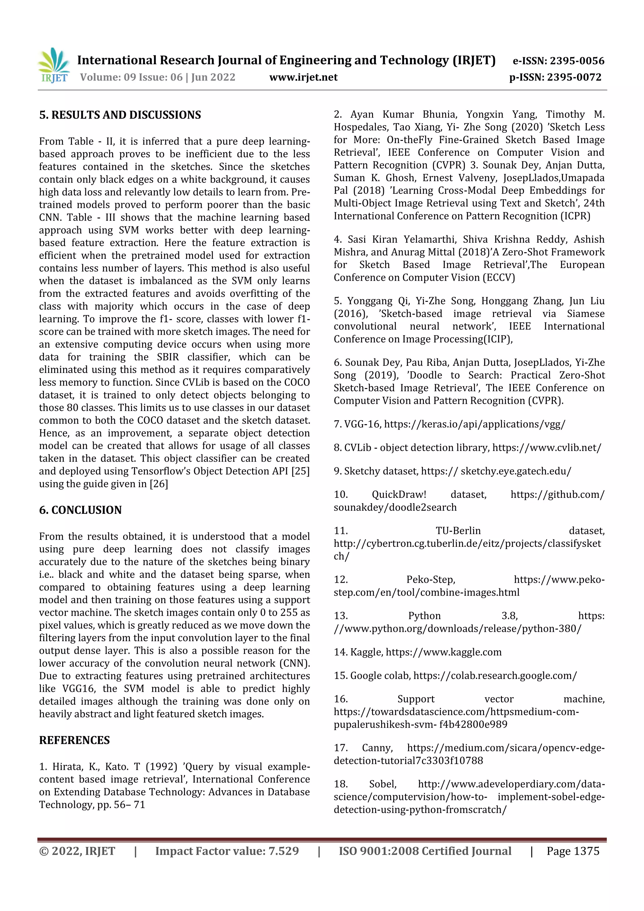 Sketch Based Image Retrieval using Deep Learning based Machine Learning | PDF