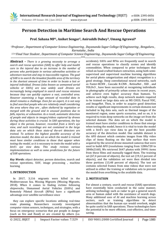 Person Detection in Maritime Search And Rescue Operations | PDF ...