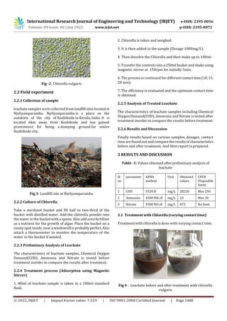 TREATMENT OF LANDFILL LEACHATE USING ALGAE | PDF