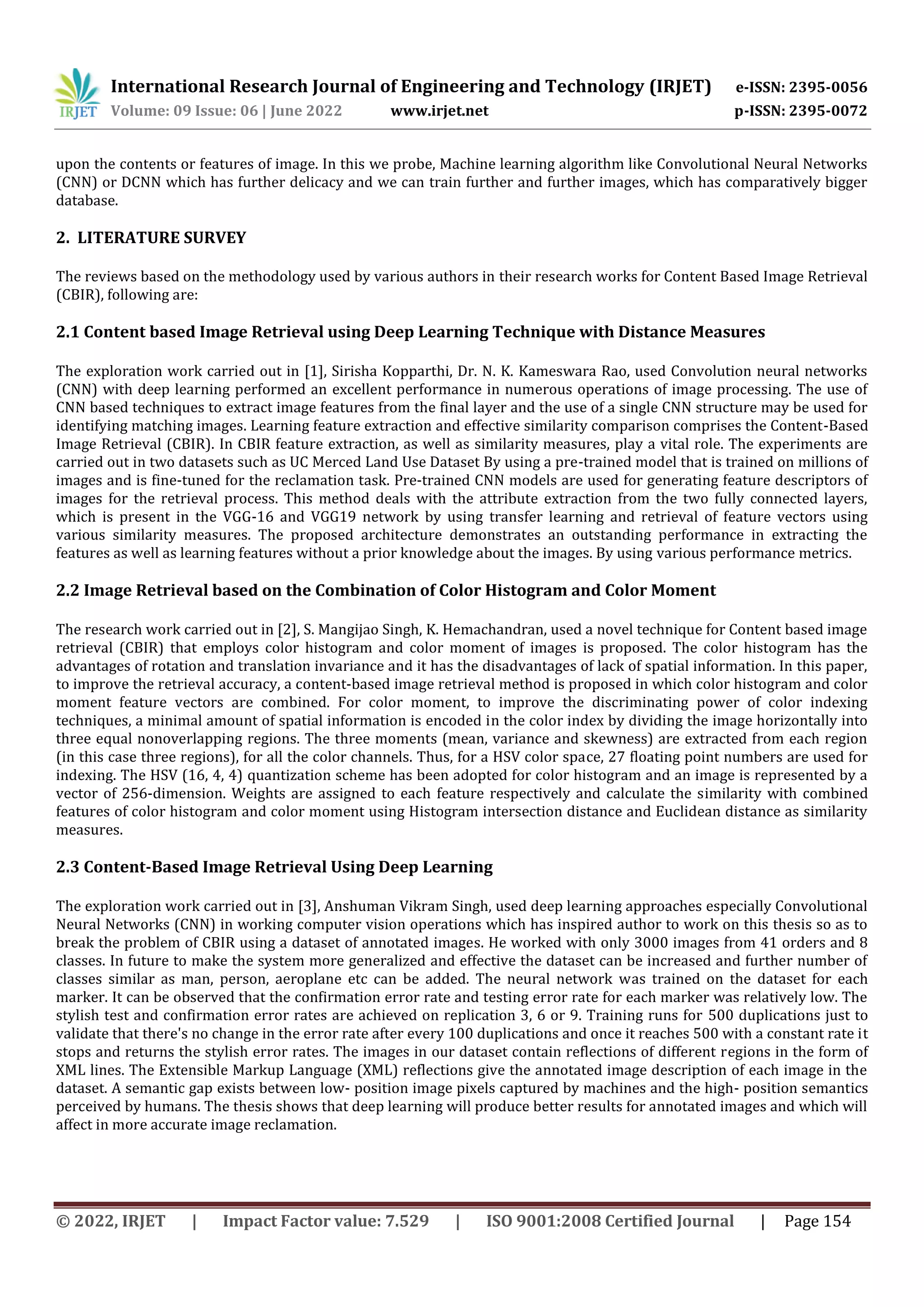 A Survey On Content Based Image Retrieval Using Machine Learning Pdf Databases Computer