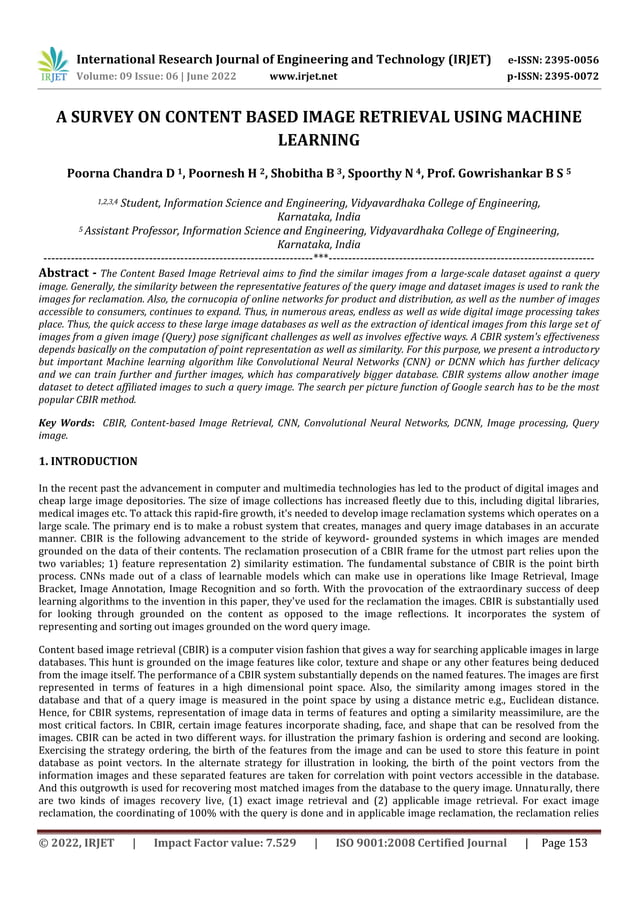 A SURVEY ON CONTENT BASED IMAGE RETRIEVAL USING MACHINE LEARNING | PDF | Databases | Computer ...