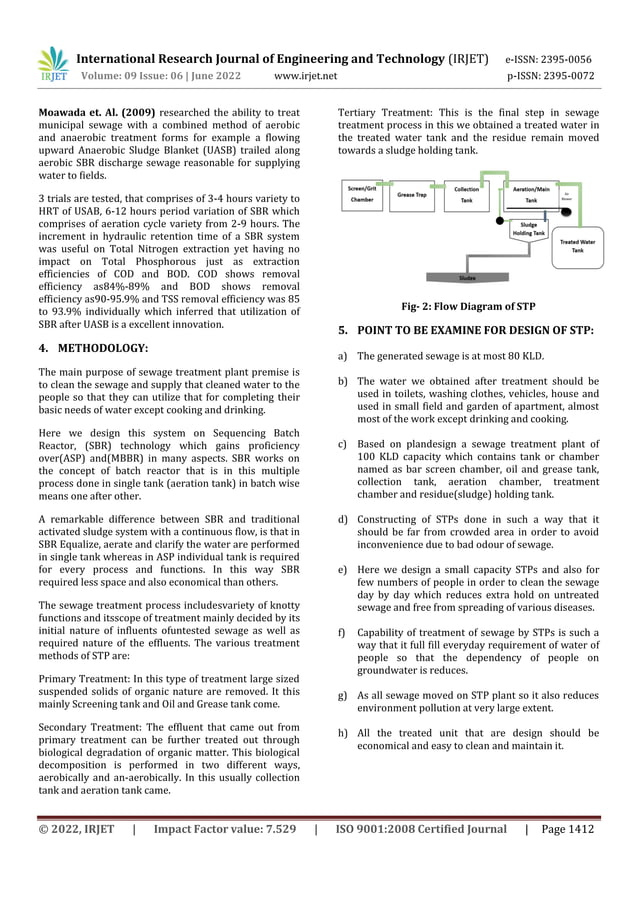 Designing of Sewage Treatment Plant for Society Level By using Sequential Batch Reactor | PDF