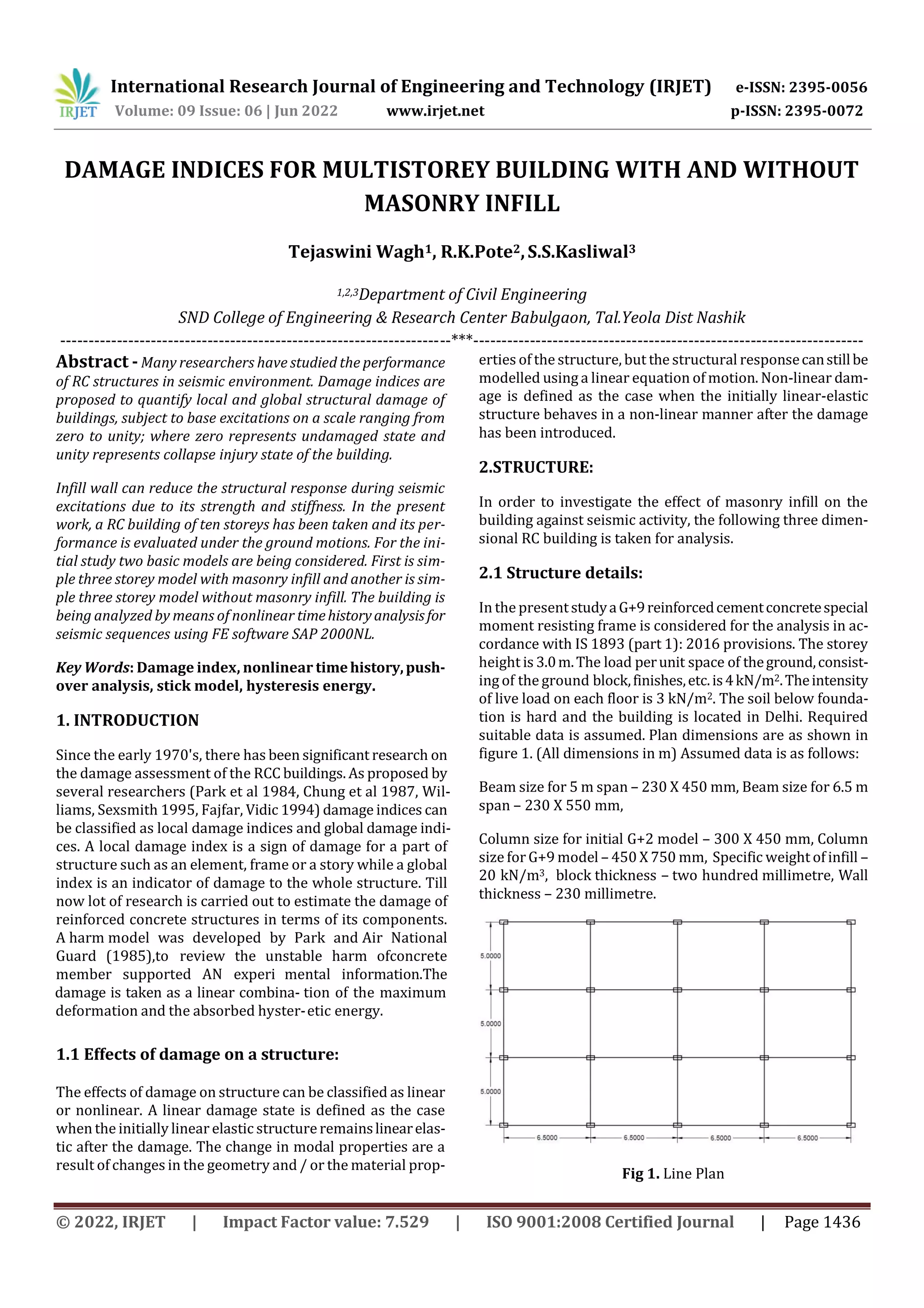 DAMAGE INDICES FOR MULTISTOREY BUILDING WITH AND WITHOUT MASONRY INFILL | PDF
