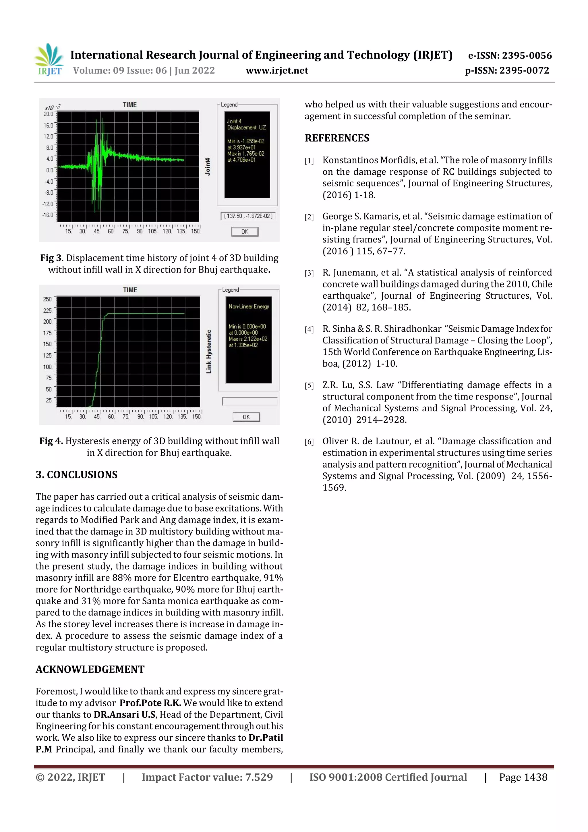 DAMAGE INDICES FOR MULTISTOREY BUILDING WITH AND WITHOUT MASONRY INFILL | PDF