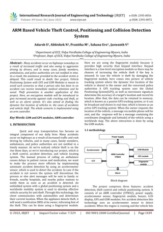 ARM Based Vehicle Theft Control, Positioning and Collision Detection System | PDF