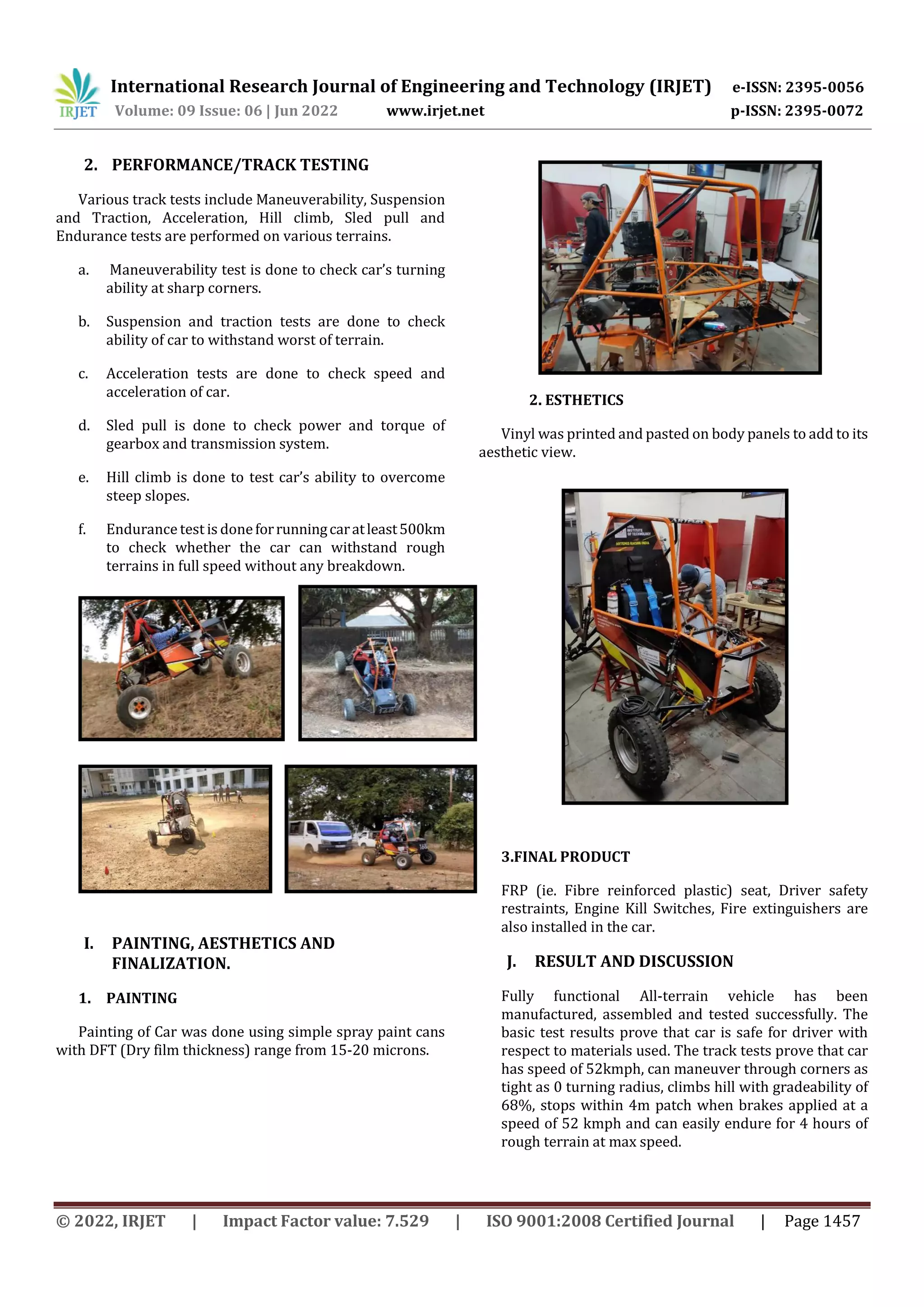 Manuacturing and Testing of a Single Seater Off-Road Car. | PDF