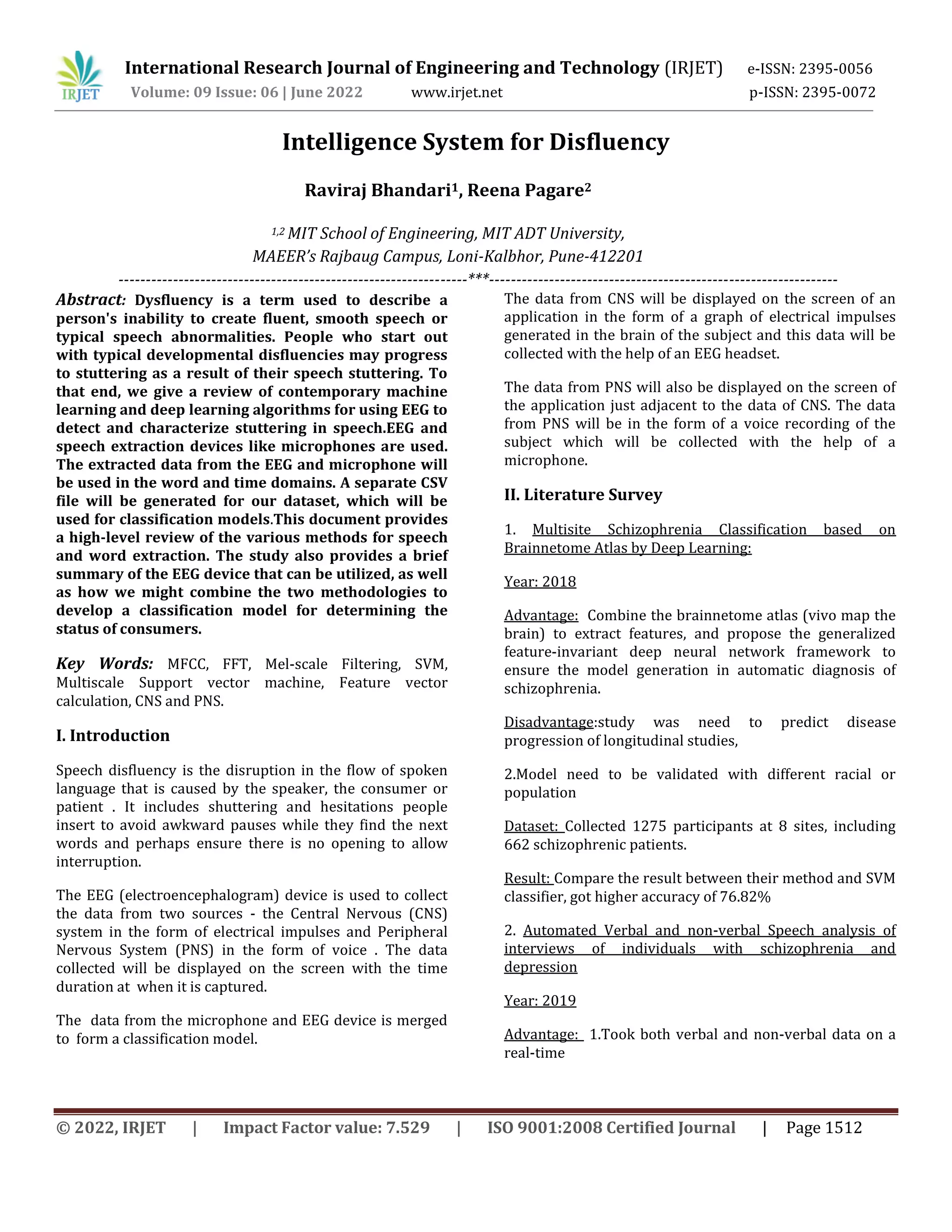 Intelligence System for Disfluency | PDF