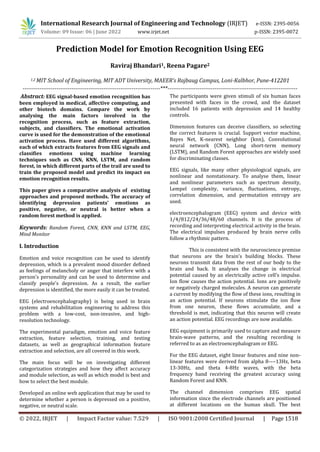 Prediction Model for Emotion Recognition Using EEG | PDF