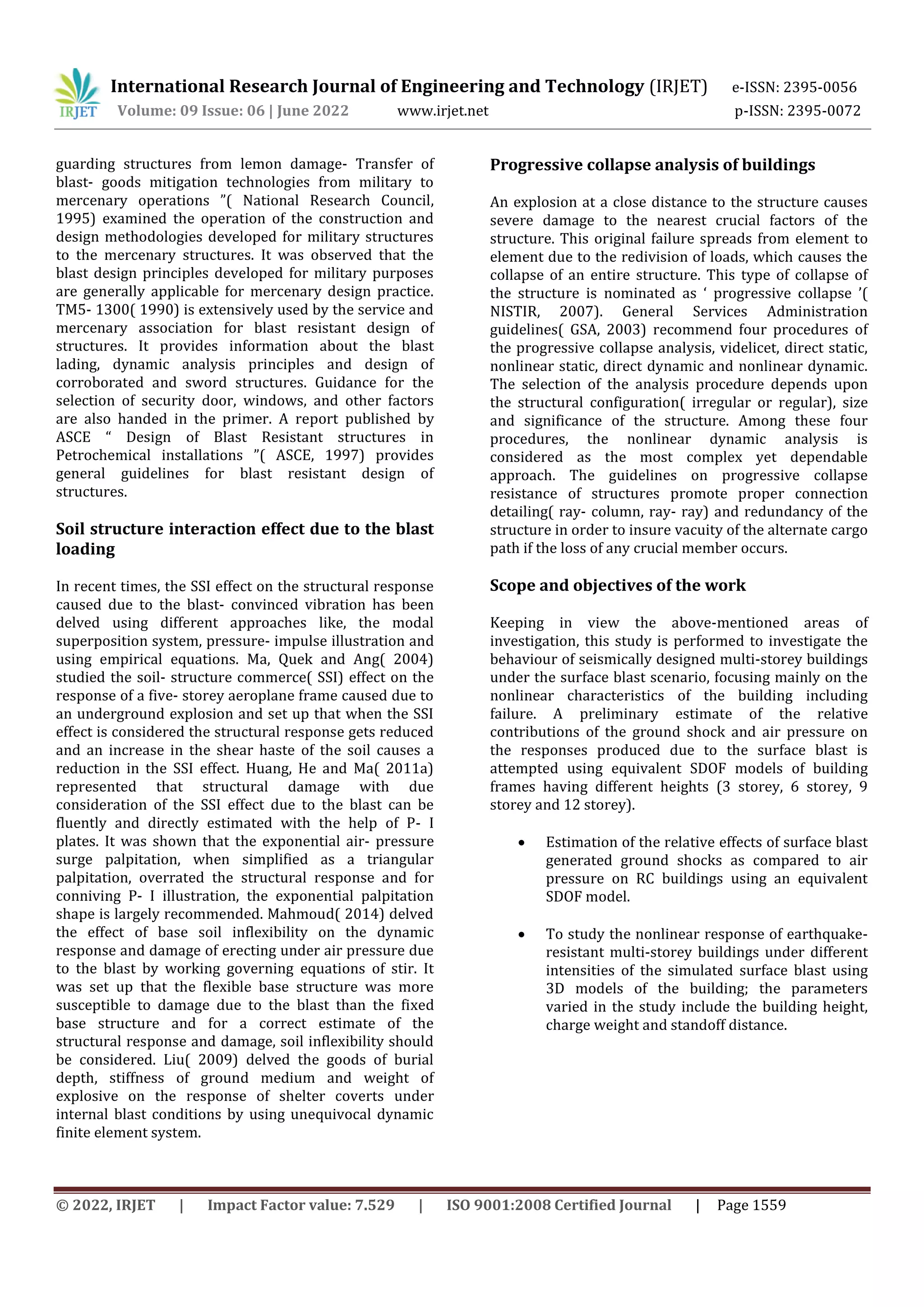 STRUCTURAL PERFORMANCE OF RCC BUILDING UNDER BLAST LOADING | PDF