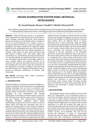ONLINE EXAMINATION SYSTEM USING ARTIFICIAL INTELLIGENCE | PDF