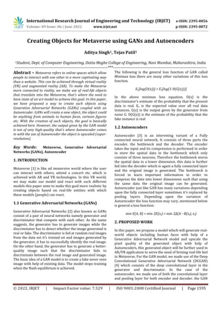 Creating Objects for Metaverse using GANs and Autoencoders | PDF | Graphics Software | Computer ...