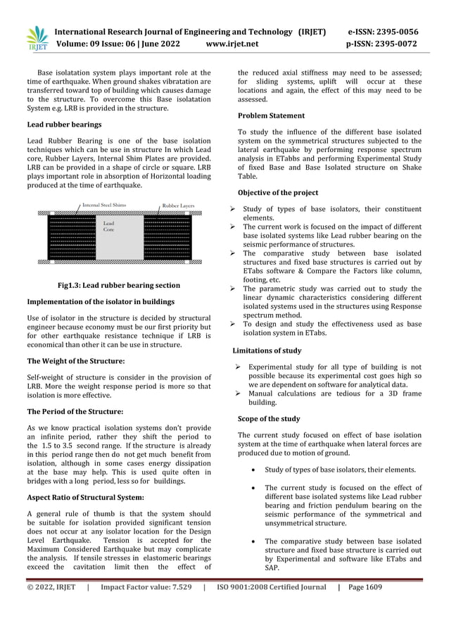 Experimental Effect of Base Isolation System on Non Linear Behaviour of Building Structure under ...