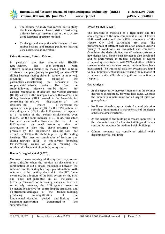 Experimental Effect of Base Isolation System on Non Linear Behaviour of Building Structure under ...
