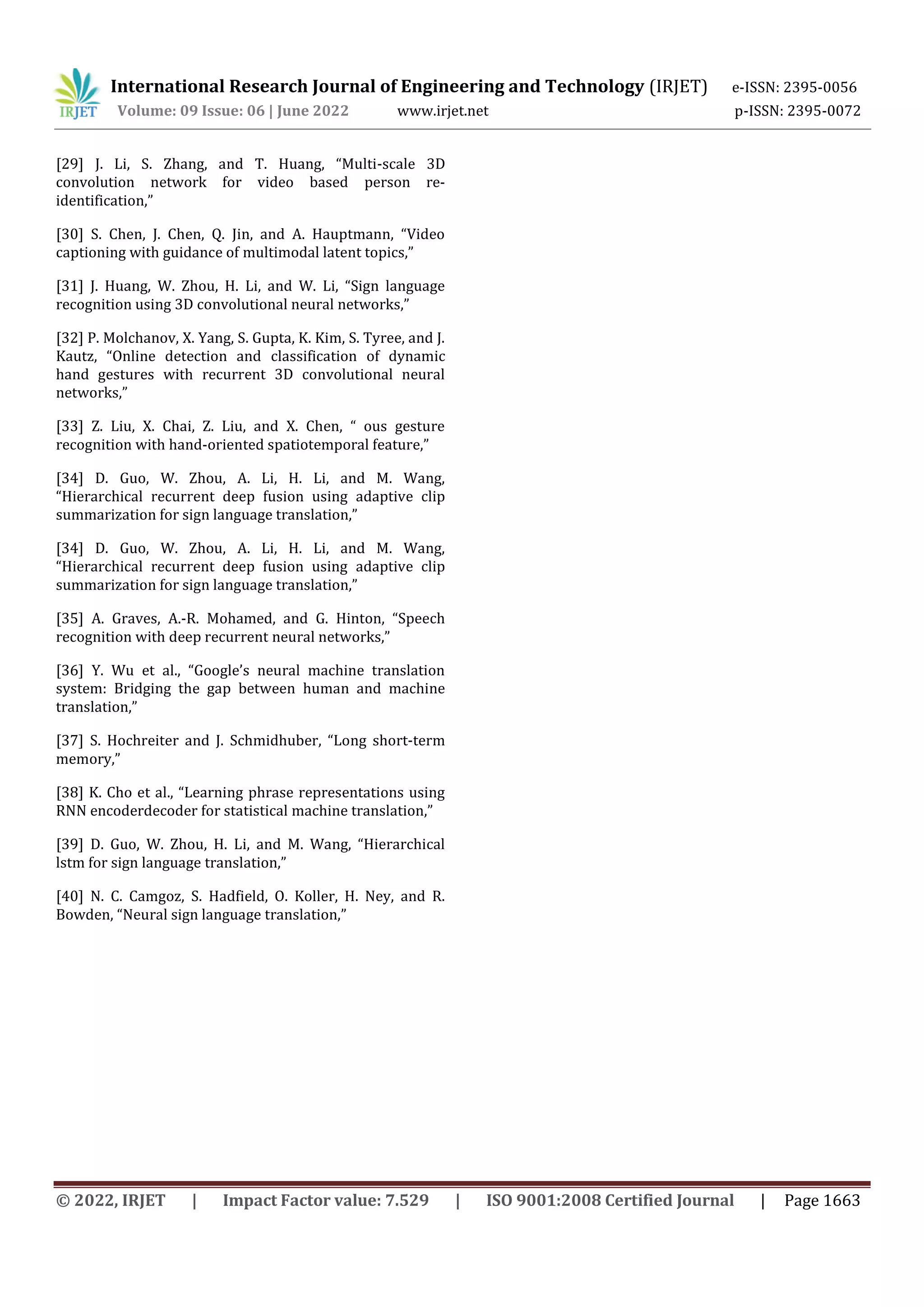 VIDEO BASED SIGN LANGUAGE RECOGNITION USING CNN-LSTM | PDF