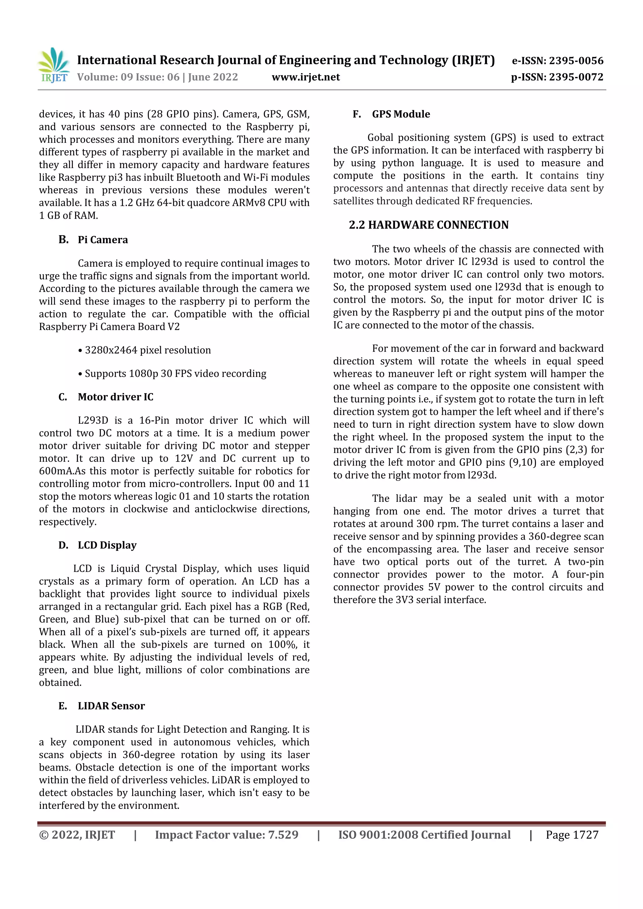 Autonomous Vehicle by using 3D LIDAR and 2D Camera | PDF