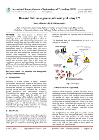 Demand Side management of smart grid using IoT | PDF