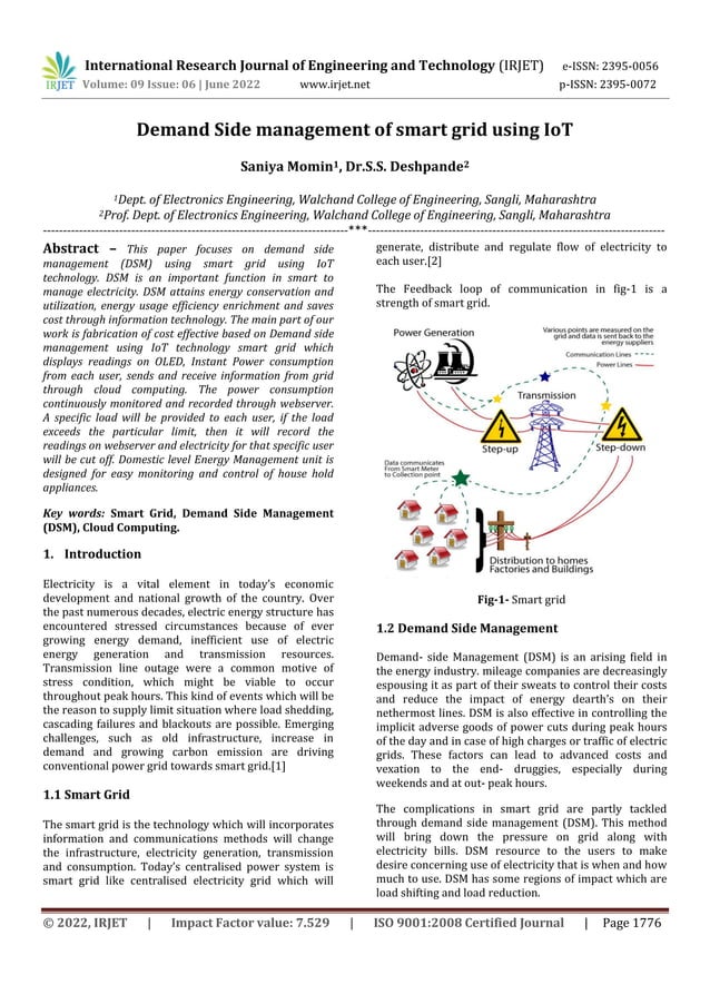 Demand Side management of smart grid using IoT | PDF