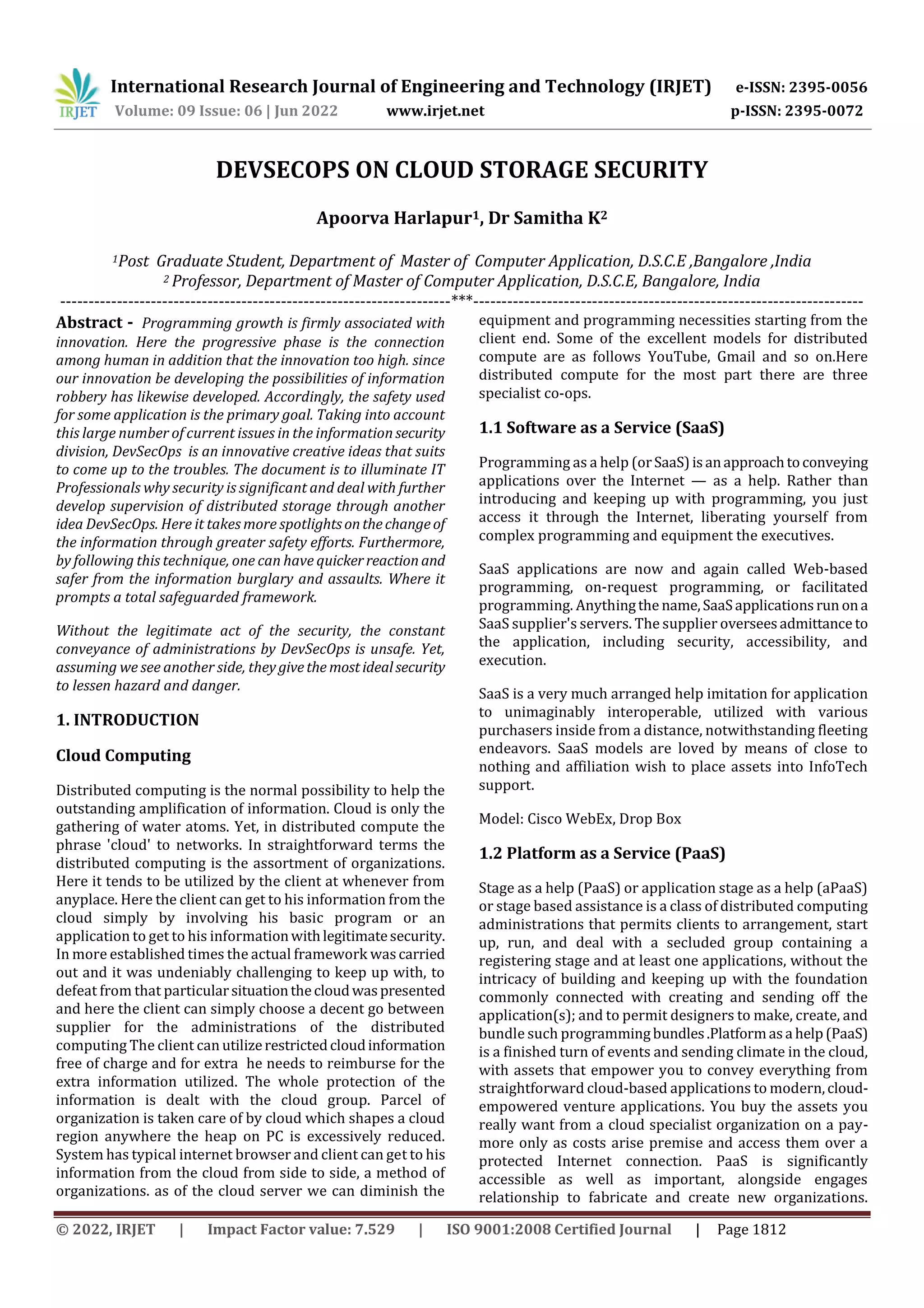 DEVSECOPS ON CLOUD STORAGE SECURITY | PDF