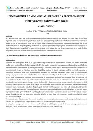 DEVELOPEMNT OF NEW MECHANISM BASED ON ELECTROMAGNET PICKING SYTEM FOR WEAVING LOOM | PDF ...