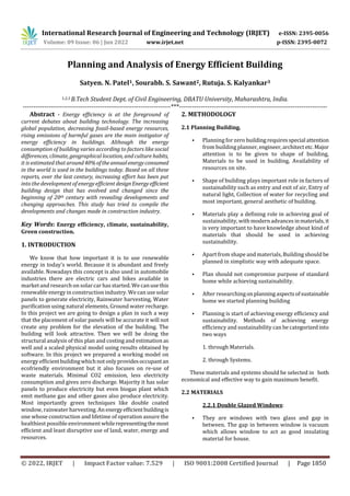Planning and Analysis of Energy Efficient Building | PDF
