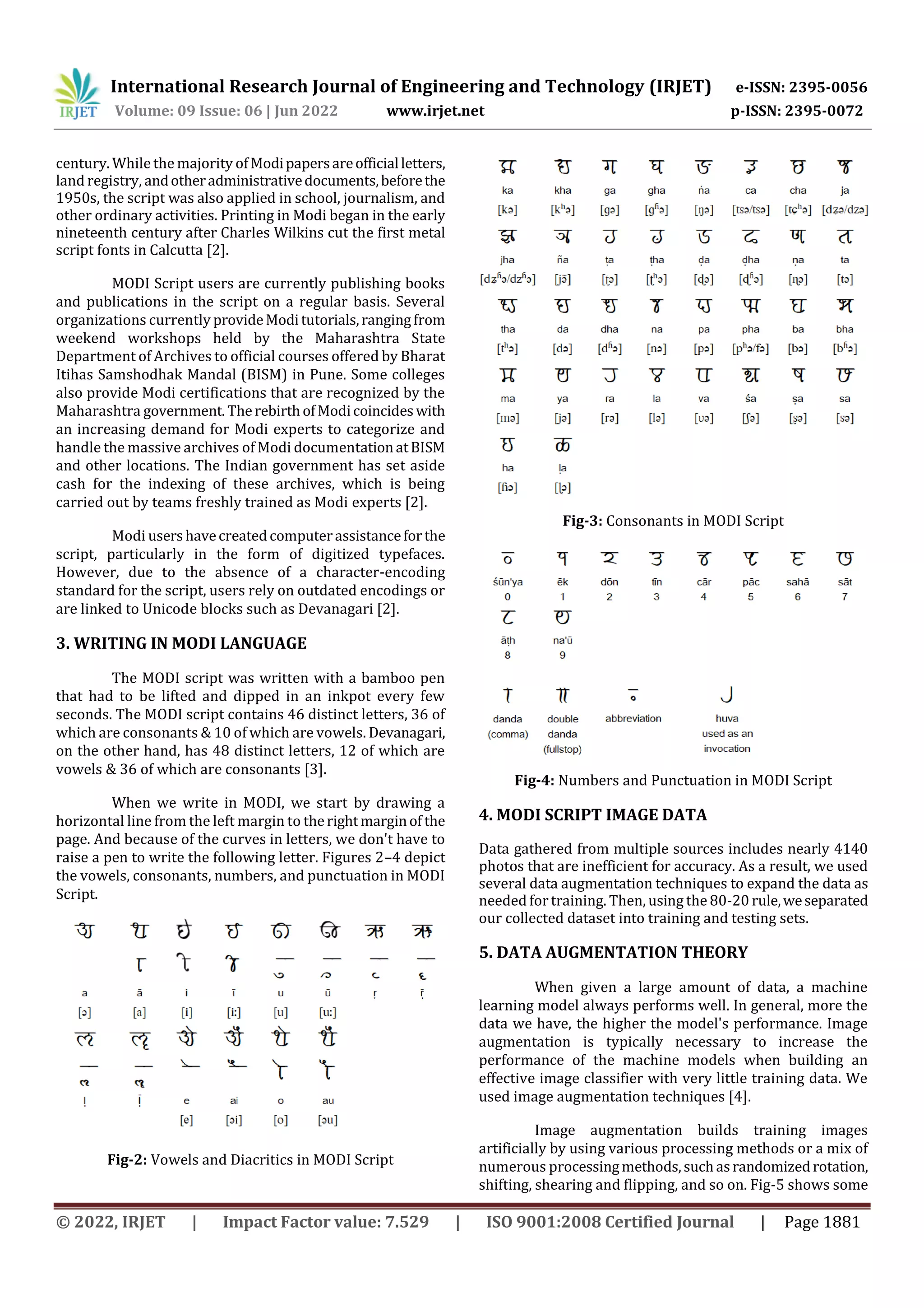 MODI Lipi Handwritten character Recognition using CNN and Data Augmentation Techniques | PDF