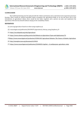 Smart Agricultural Robot Using Raspberry Pi | PDF
