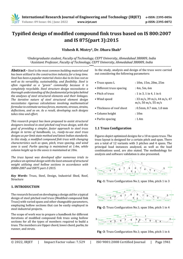 Typified design of modified compound fink truss based on IS 800:2007 ...