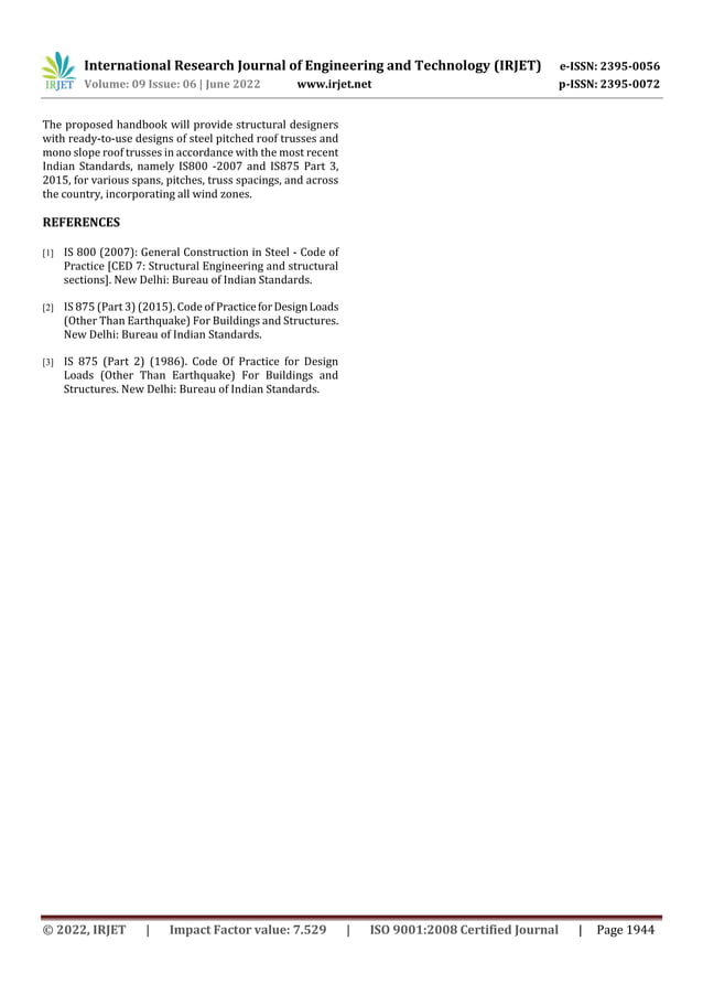 Typified design of modified compound fink truss based on IS 800:2007 ...