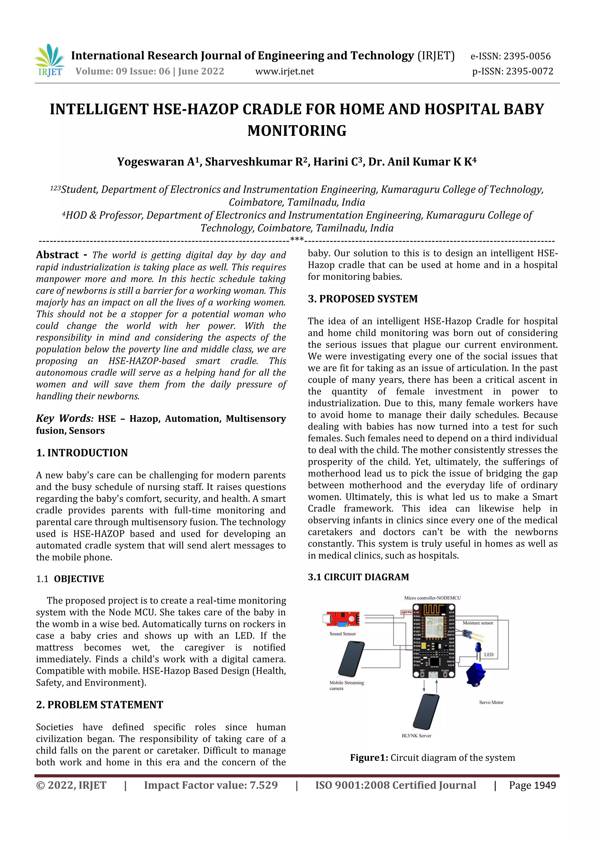 INTELLIGENT HSE-HAZOP CRADLE FOR HOME AND HOSPITAL BABY MONITORING | PDF