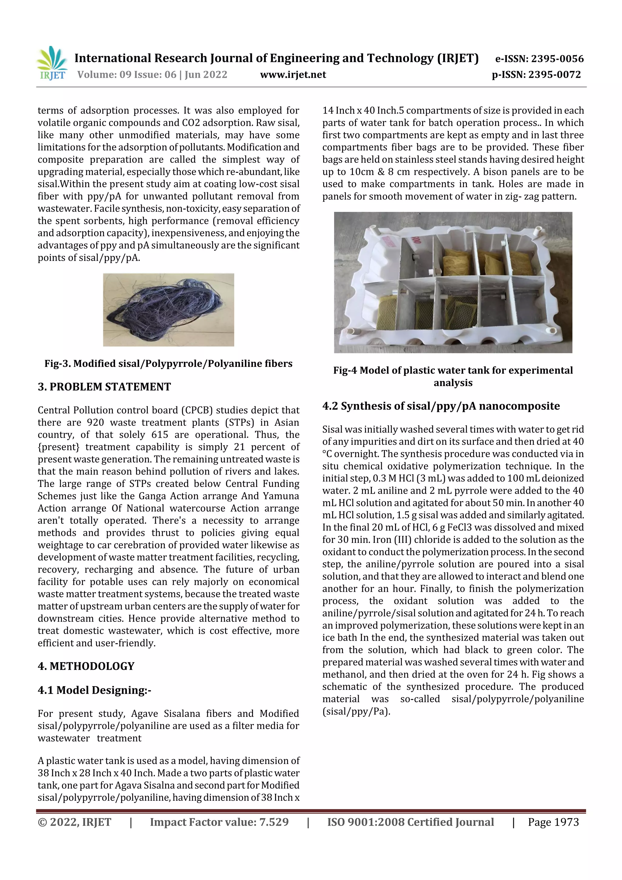 Development of Fixed Aerated Bed for Domestic Wastewater Treatment by ...