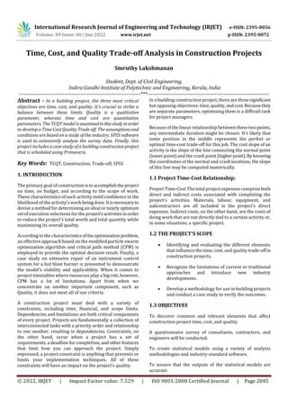 Time, Cost, and Quality Trade-off Analysis in Construction Projects | PDF