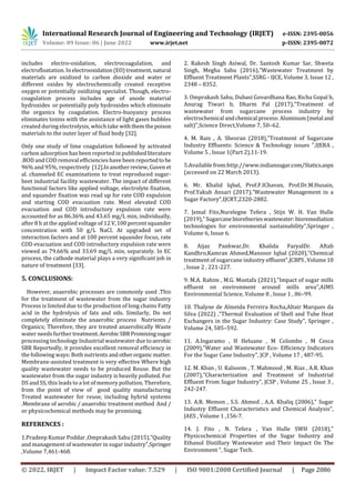 A Review on Sugar Factory Wastewater : Parameters and it's Treatment Technologies | PDF