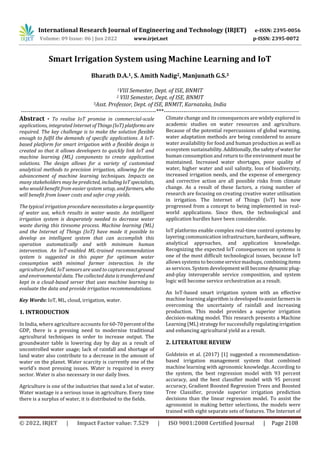 Smart Irrigation System using Machine Learning and IoT | PDF