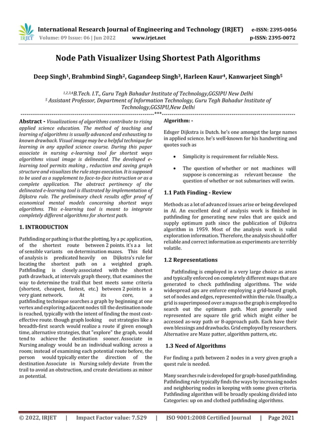 Node Path Visualizer Using Shortest Path Algorithms | PDF