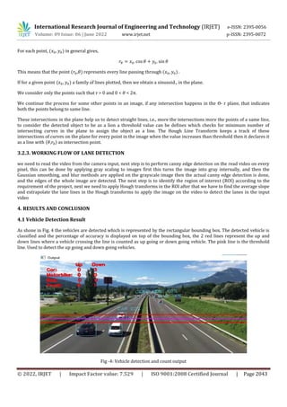 VEHICLE DETECTION, CLASSIFICATION, COUNTING, AND DETECTION OF VEHICLE DIRECTION AND LANE ...