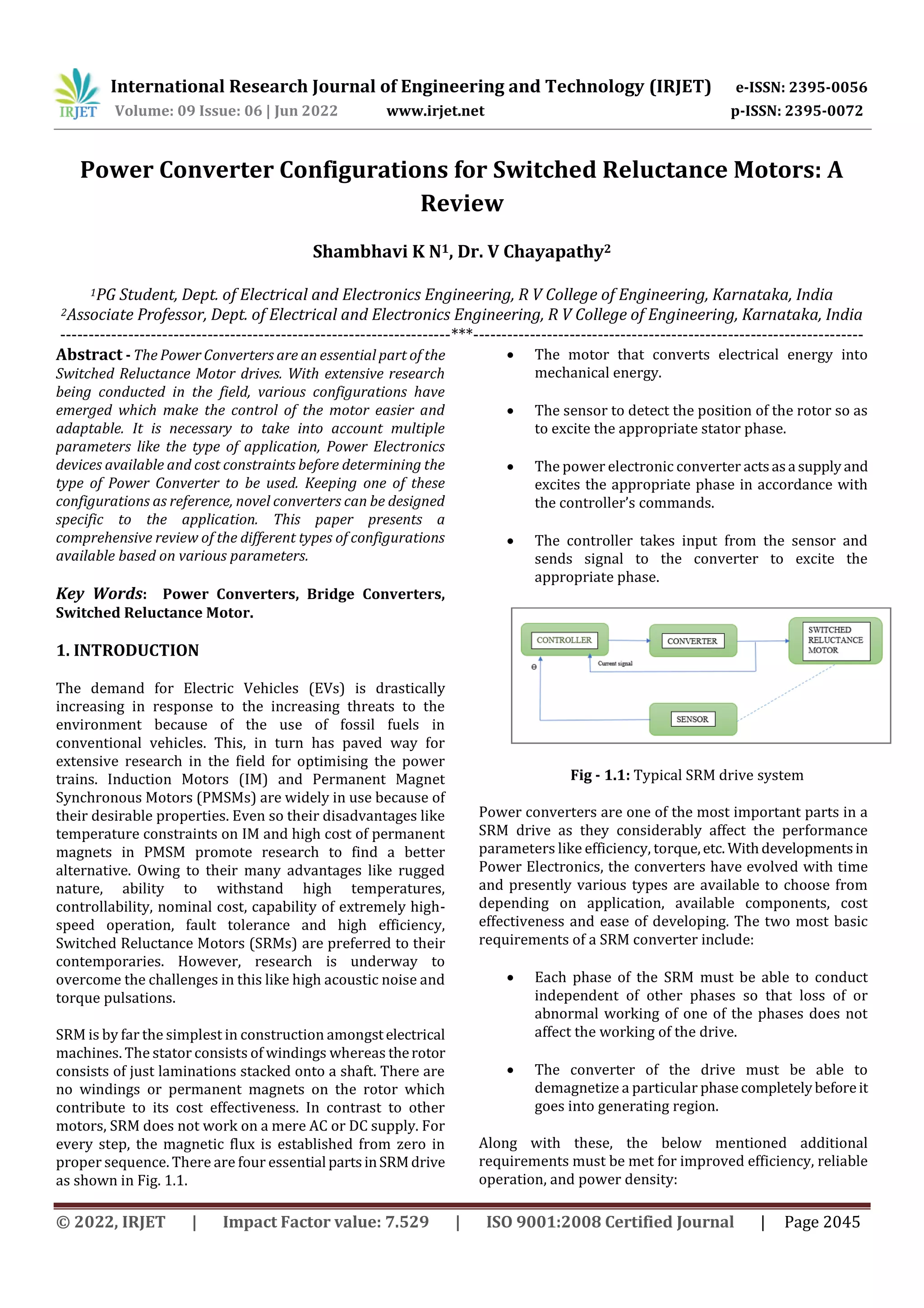 Power Converter Configurations for Switched Reluctance Motors: A Review ...