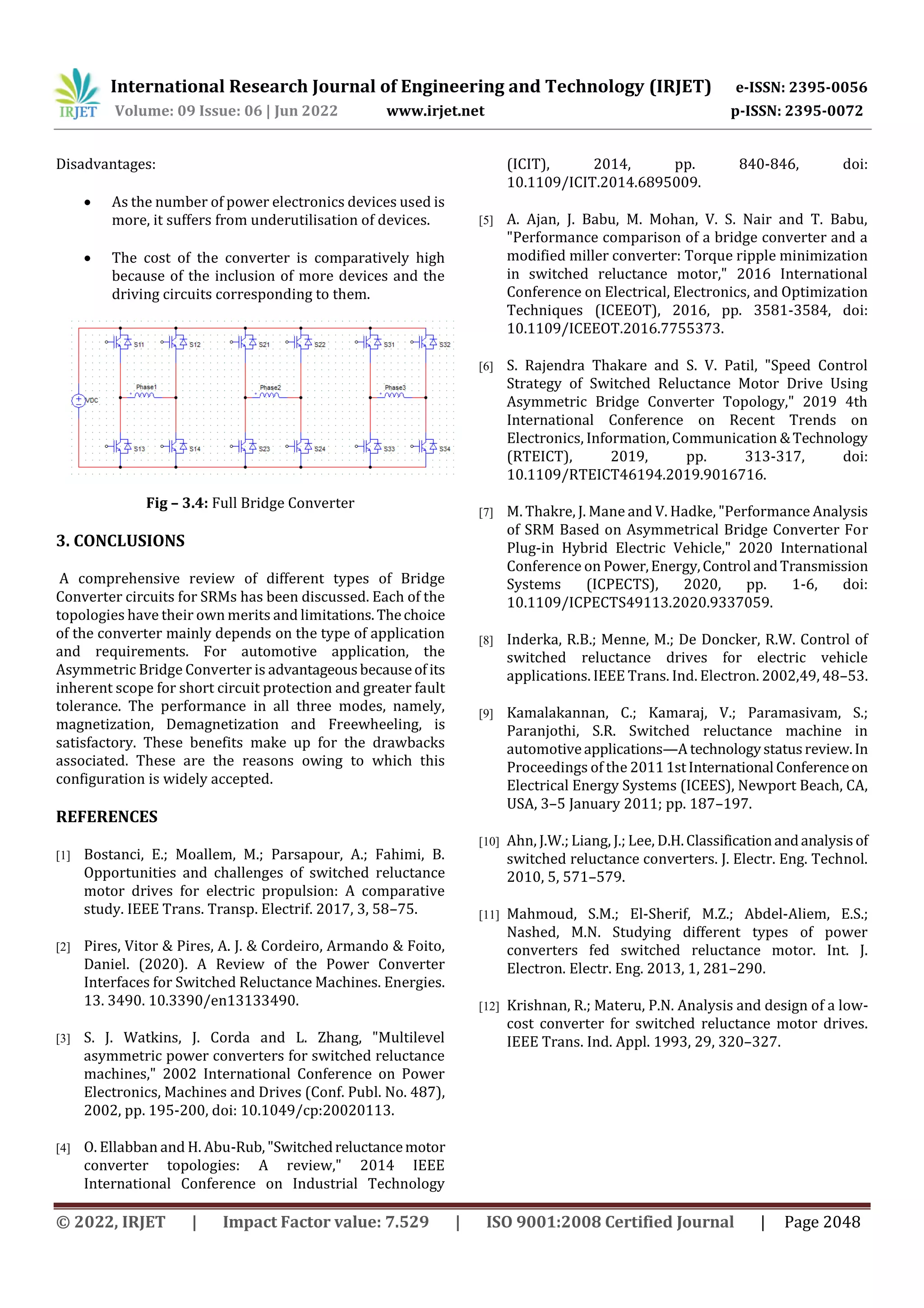 Power Converter Configurations for Switched Reluctance Motors: A Review | PDF